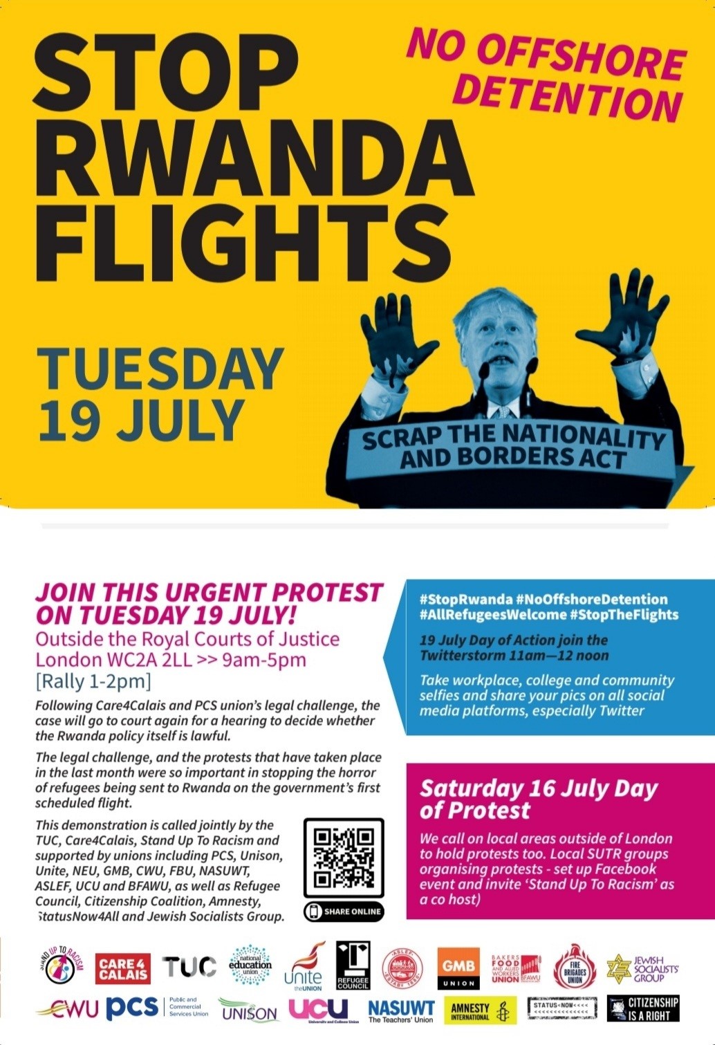 Stop Rwanda Flights Twitter Storm: Tues 19/7 11am to 12 noon | Searchlight