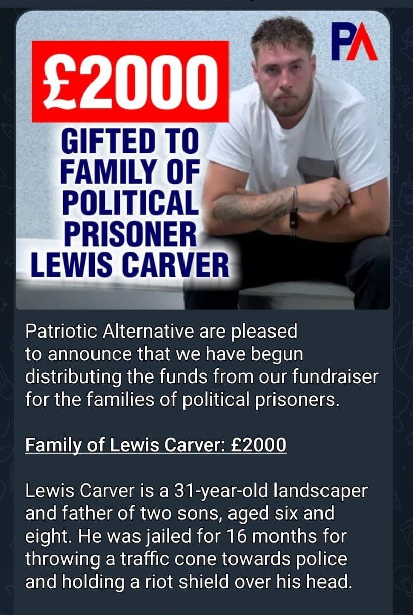 Patriotic Alternative hands out 'political prisoner' funds to racist ...