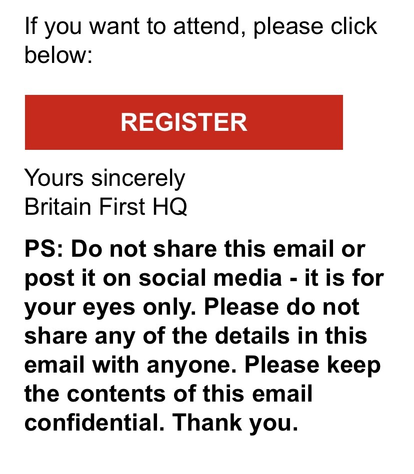 Pssst…Britain First are having a demo. But it's a SECRET! | Searchlight